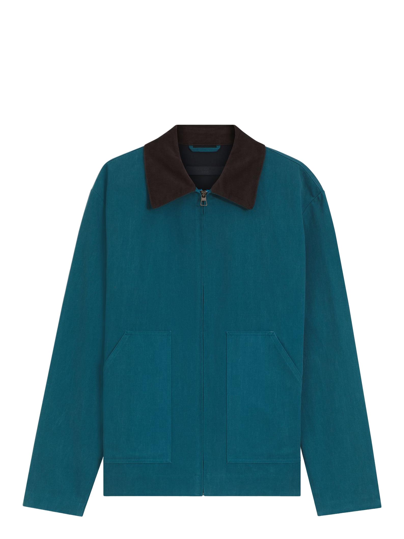 BOSS Cotton Jacket with Contrast Collar